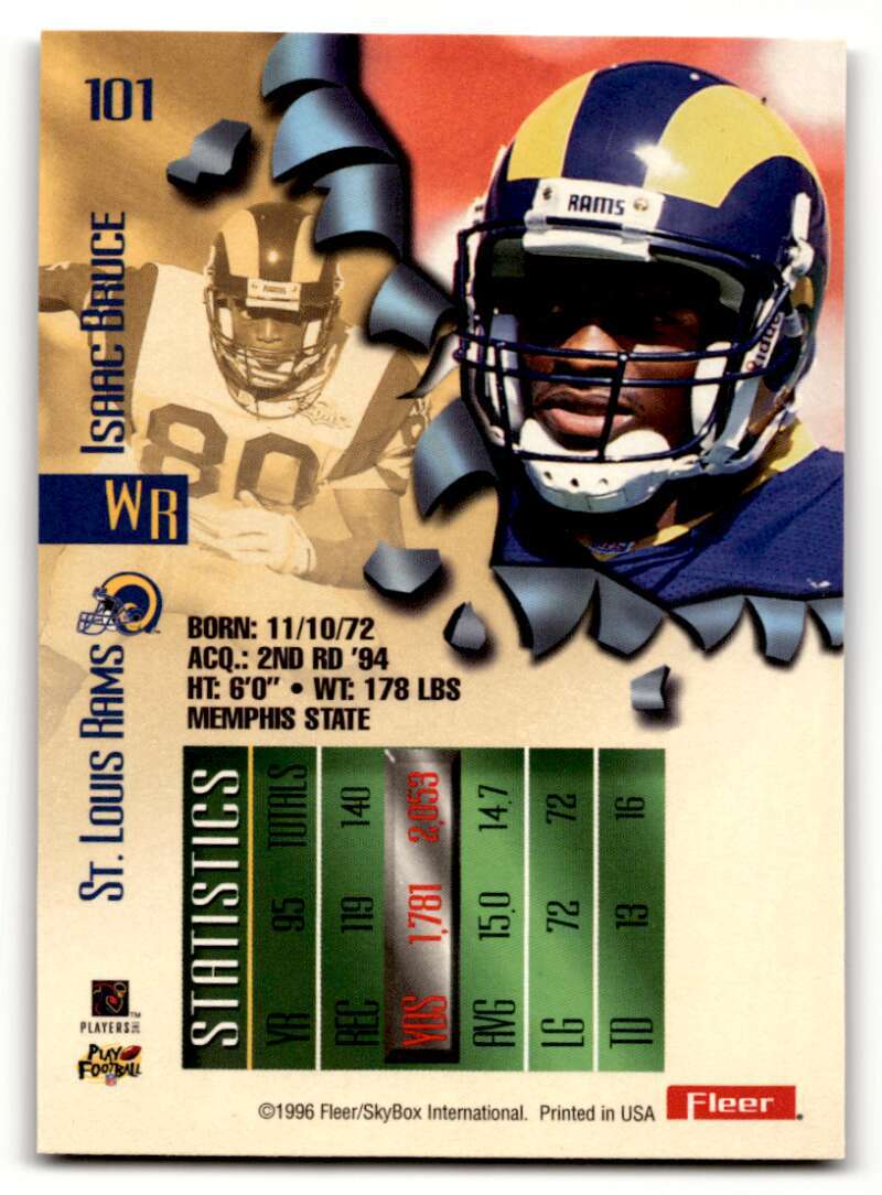1996 Fleer Metal #101 Isaac Bruce St. Louis Rams Football Cards NM N ID ...