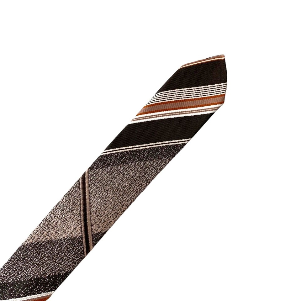 C & A Vintage Mens Tie Brown Stripe Made In UK Retro 1980s Smart Tie Polyester | eBay UK