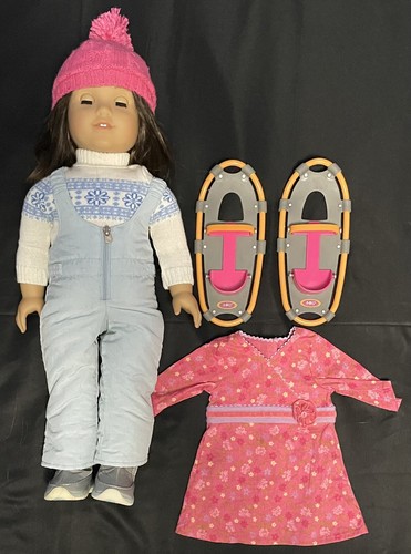 American Girl Doll Chrissa Maxwell with Snow Outfit and Pink Dress W ...