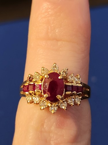 14K YELLOW GOLD RUBY AND DIAMOND RING SIZE 6.75, 3.3G | eBay