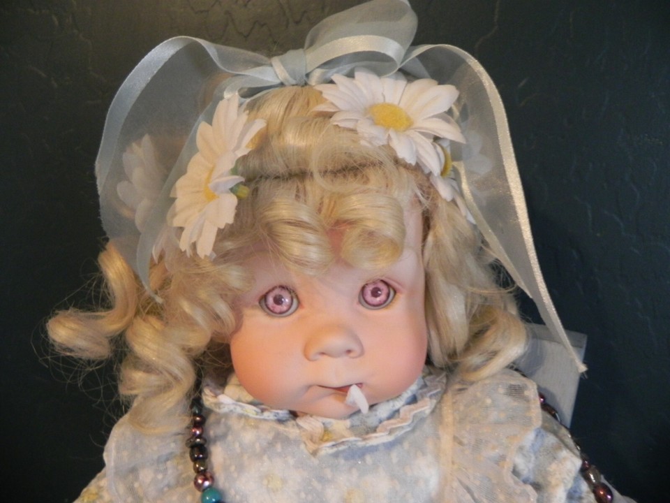Danbury Mint PORCELAIN DOLL Cindy Marschner Rolfe DAISY pink eyes 3580/ ...