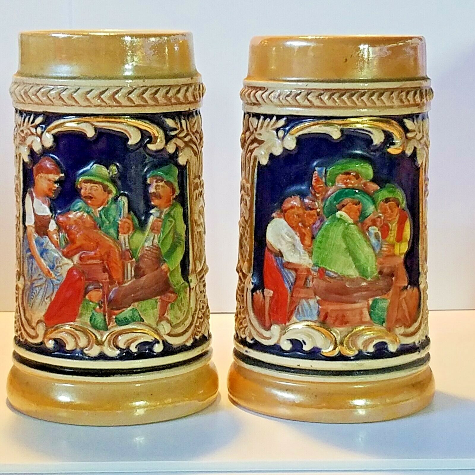 Lot of 2 Vintage Gerz Handgemalt 4, 12 Beer Stein West Germany Tavern ...