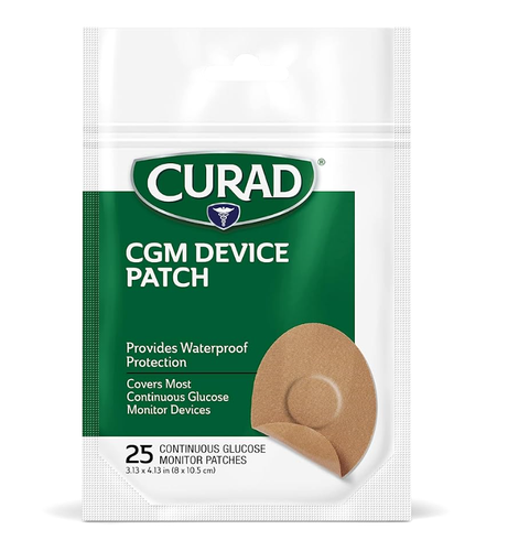 CURAD CGM Patches (25 Count) | TAN | Waterproof & Easy-Peel | 3.13" x 4 ...