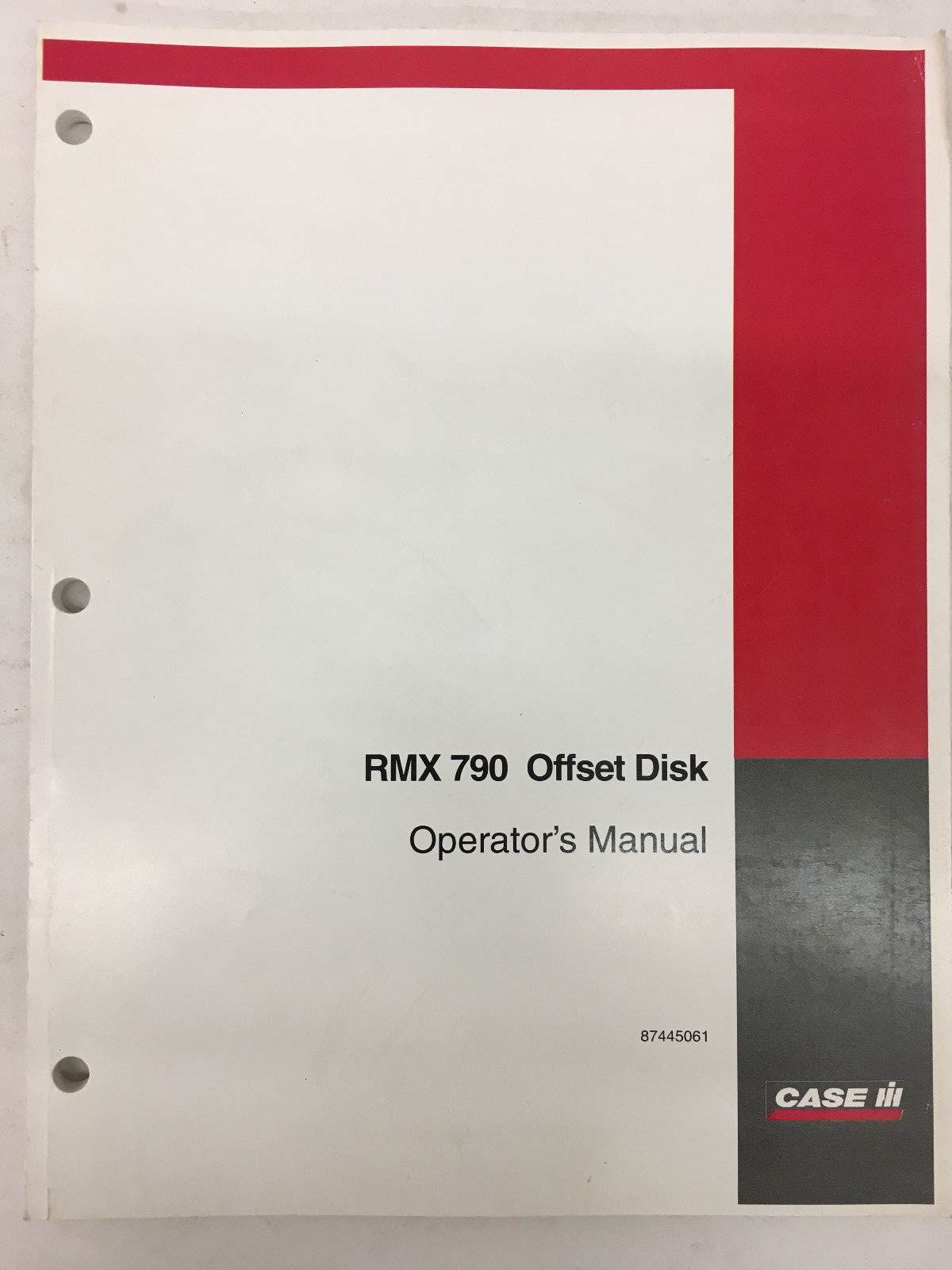 Case IH International Harvester Model RMX 790 Offset Disk Operator's ...