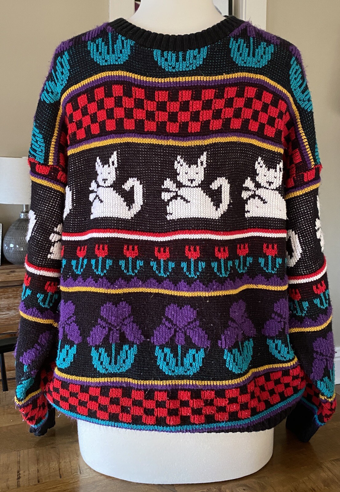 Vintage Arielle Rose 80s 90s Cat Cats Stripe Pattern … - Gem