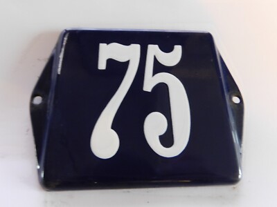 Vintage Dutch LANGCAT Emaille 5x4 Inch Enamel Porcelain House Number on ...