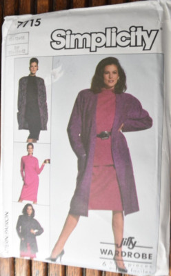 Simplicity 7715 Misses Jiffy Wardrobe Dress Top Skirt Coat Jacket Sz 10 ...