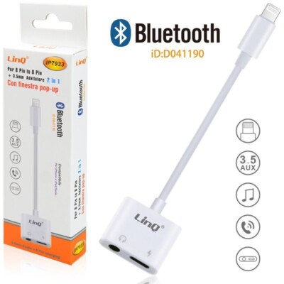Adattatore 8-Pin LinQ IP7933 8-Pin + Jack 3.5mm Bluetooth Pop-Up iPhone ...