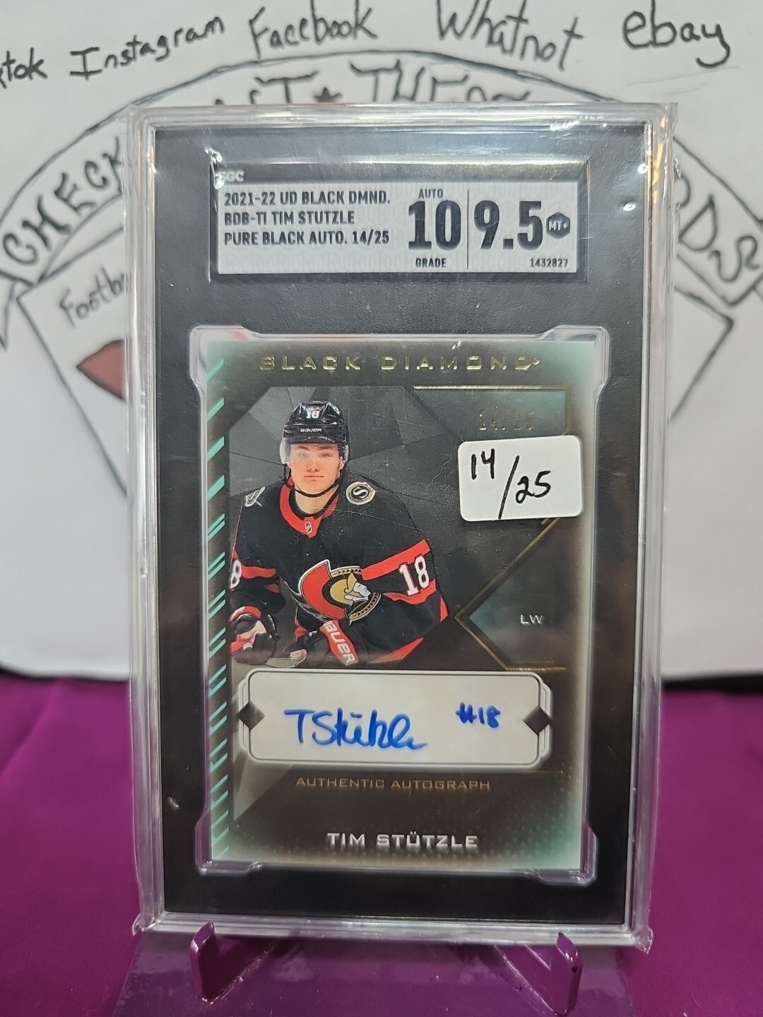 2021-22 UD Black Diamond #BDB-TI Tim Stutzle Pure Black Auto 14/25 SGC ...