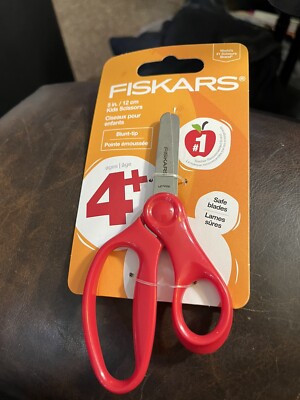NEW Fiskars 5 Inch Classic Blunt Tip Safety Edge Kids Red Scissors Age ...