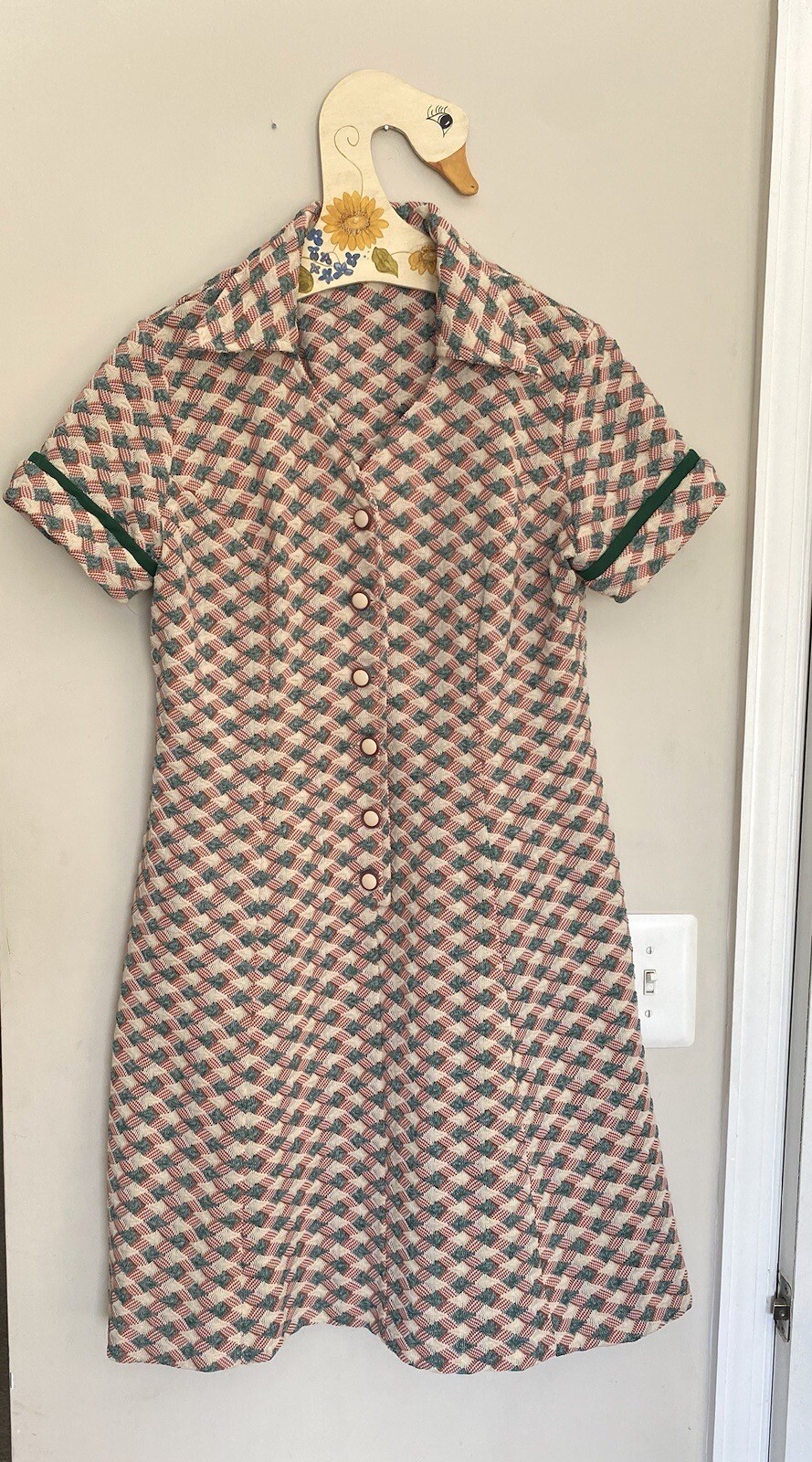 vintage 1960s Shift Sheath Dress Weave Woven 60s Retr… - Gem