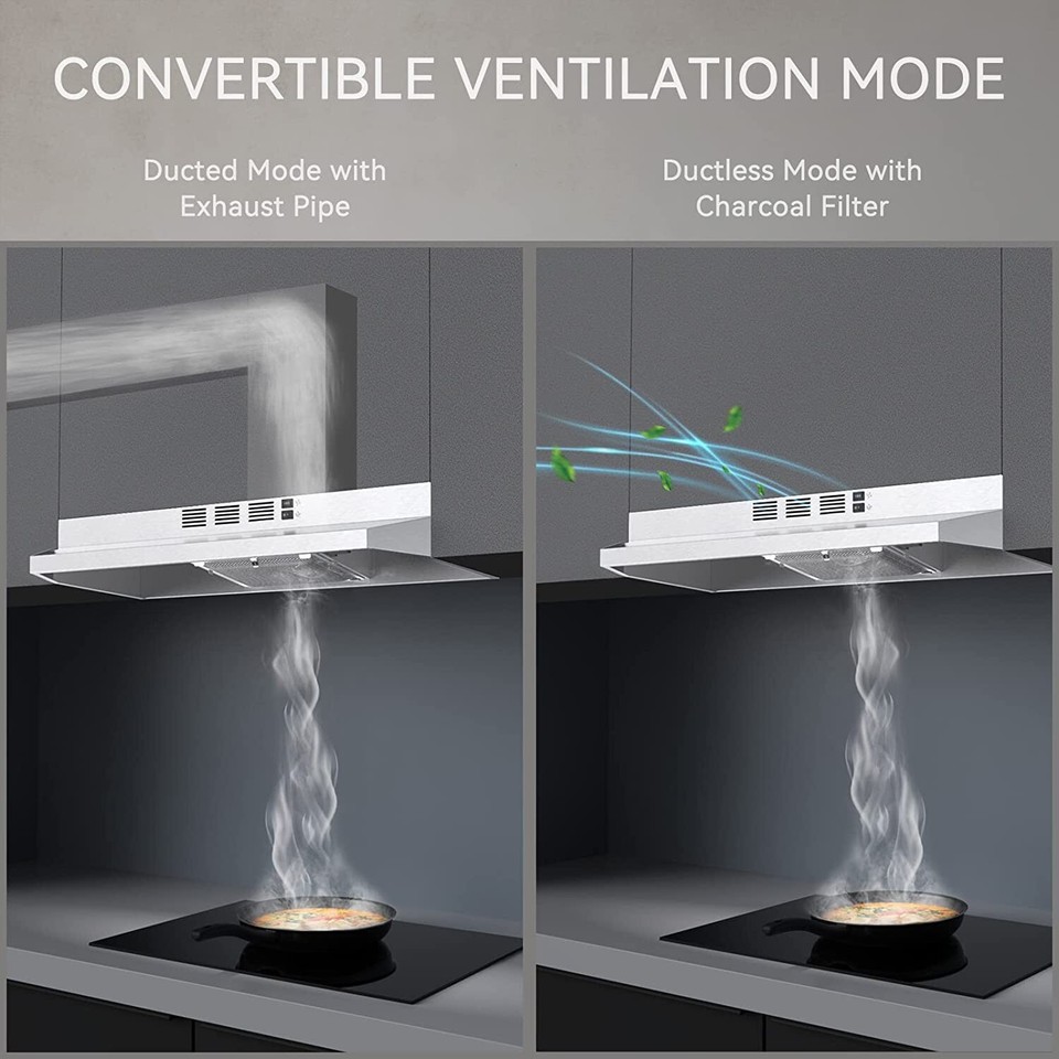 30" Under Cabinet Range Hood Vent Kitchen Cooking Fan 230CFM LED ...