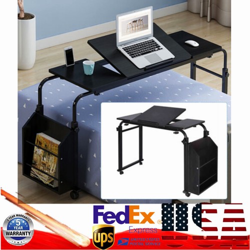 Cross-bed Desk, Mobile Laptop Desk With Wheels Stretchable Adjustable ...
