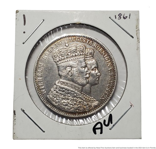 1861 German States 1 Thaler Wilhelm I Kingdom of Prussia Silver Coin ...