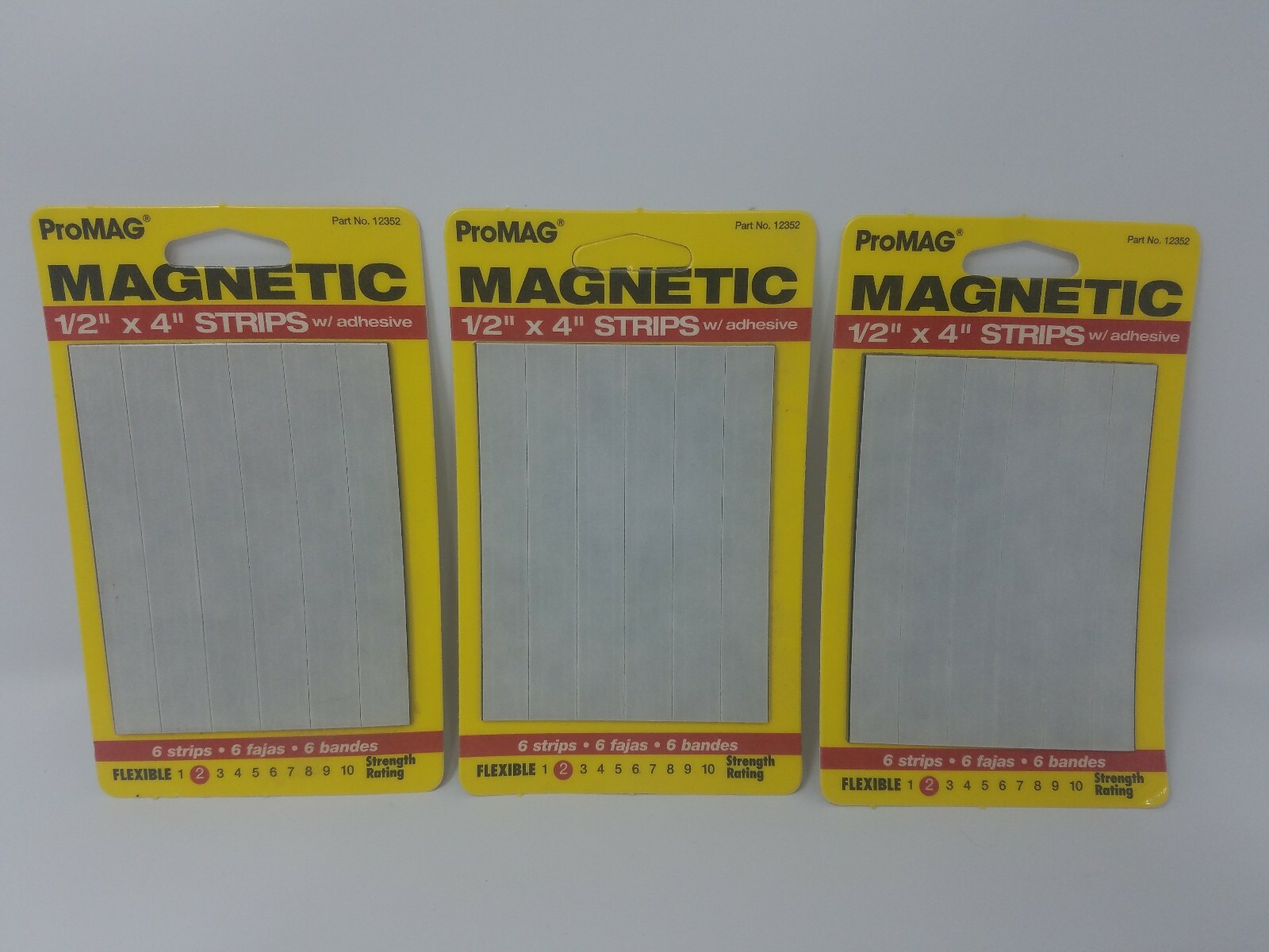Vtg ProMag 12352 Magnet Strips W/Adhesive-.5"X4" 3 packs 6/Pkg 18 Total ...