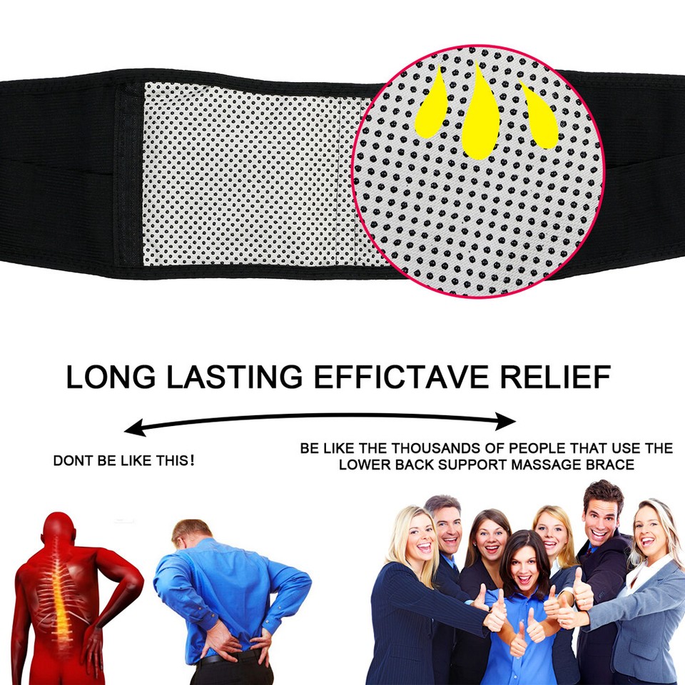 Magnetic Self Heating Back Support Brace Lumbar Lower Waist Belt Pain ...