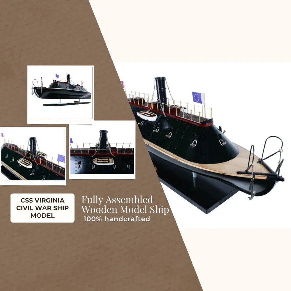 CSS VIRGINIA Civil War Ship Model | Handcrafted Ship W/ Upper Wooden ...