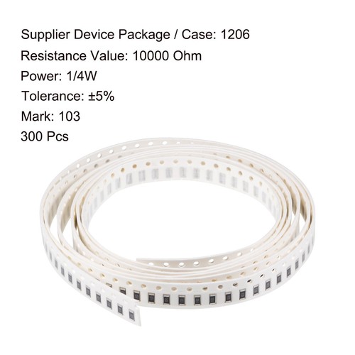 Chip Resistor, 10K Ohm 1/4W 1206 Fixed Resistors, 5% Tolerance 300X ...