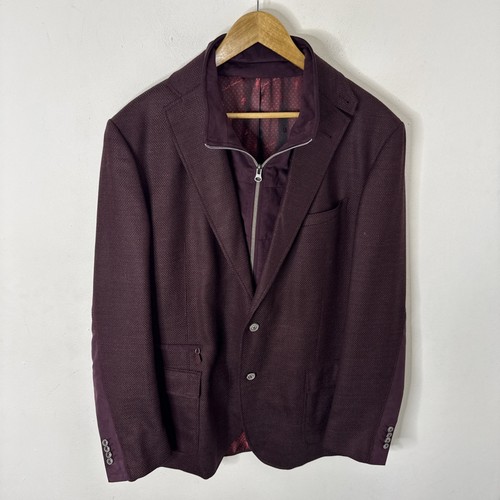 Robert Graham 48L Wool Cashmere Sport Coat Jacket Blazer Maroon Zip ...