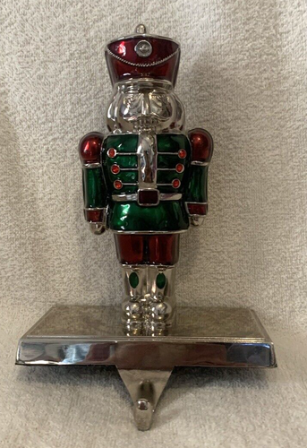 Green & Red Jeweled Enamel SOLDIER NUTCRACKER Stocking Hanger / Holder ...