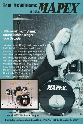 1994 small Print Ad of Mapex Mars Pro Drum Kit w Tom McWilliams of Jon Secada | eBay