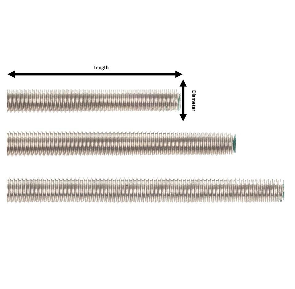 6mm 8mm 10mm 12mm to 24mm THREADED BAR 8.8 High Tensile Zinc Rod ...