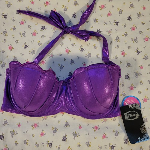Disney Little Mermaid Purple Underwire Clam Shell Swim Top Hot Topic M ...