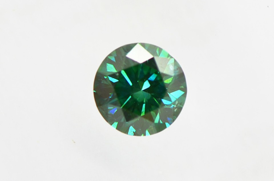 Round Cut Diamond Fancy Green Color Loose SI2 Enhanced 0.41 Carat IGI ...