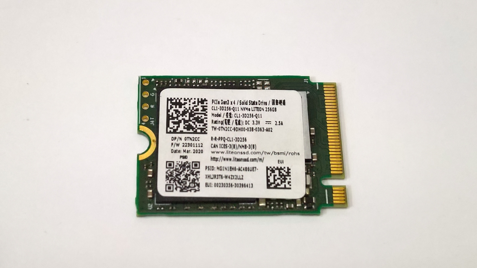 LiteOn CL1-3D256-Q11 256 GB NVMe M.2 30mm Solid State Drive | eBay