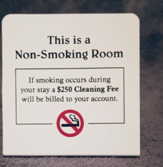 20pk No Smoking In Room Hotel Signs w/ Cleaning Fee, Plastic, Free ...