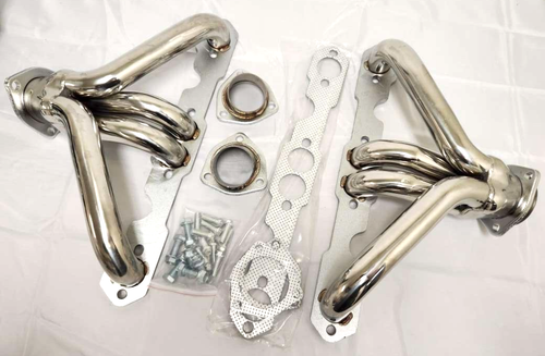 Small Block Chevy Stainless Steel Tight Fit Exhaust Headers Angle Plug ...