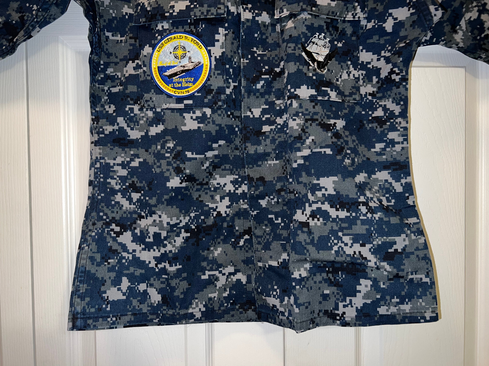 US Navy Blue Digital Camo Working Coat - USS FORD CV… - Gem