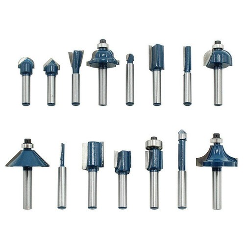 15PS 1/4 Inch Shank Woodworking Milling Cutter Bits Set Trimming ...