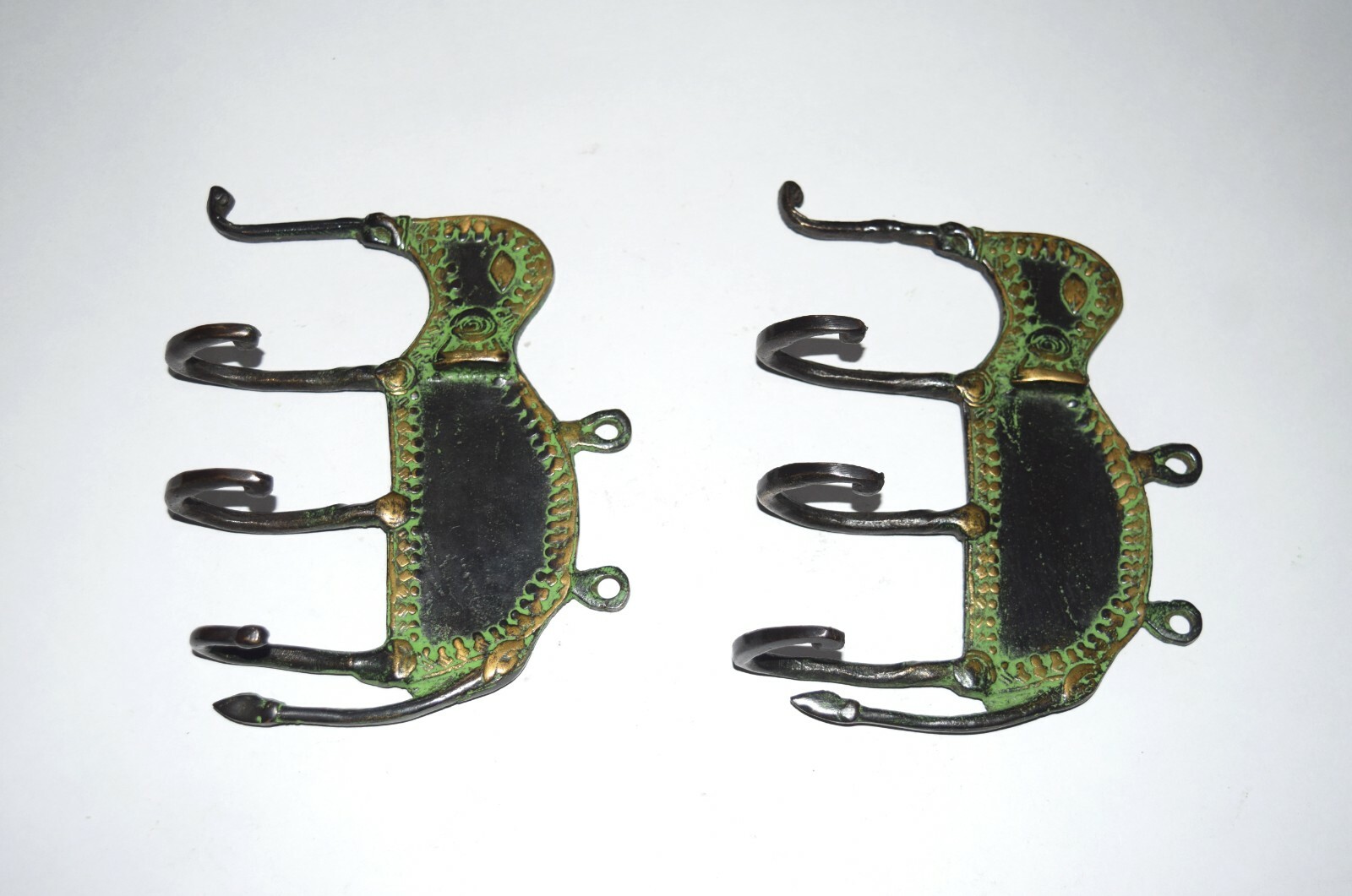 Tribal Elephant Hook Brass Pair of Wall Hooks Dec 3 In 1 Style Coat ...