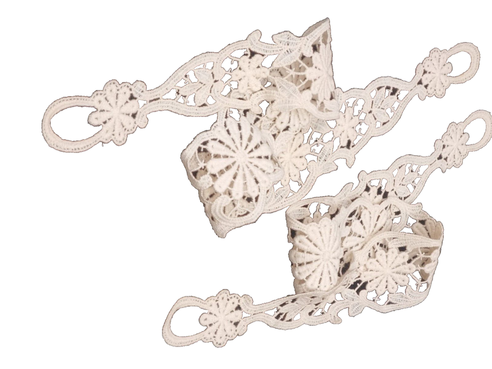 2 Lace Curtain Tiebacks 72cm Tie Backs Band of Cream Cotton Lace | eBay