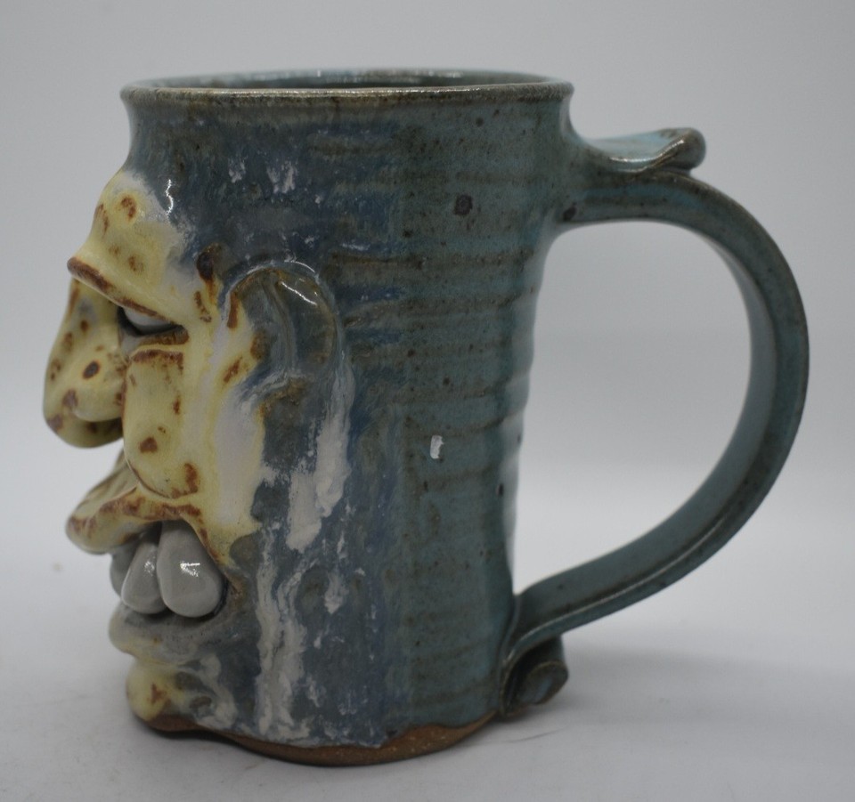 Tom Phelps Ugly Face Handmade Pottery Goblet 2013 Coffee Mug | eBay