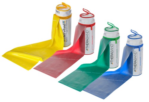 Thera Band Set: gelb, rot, grün, blau; bis extrastark, a 2,5m, m ...