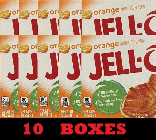 10x Jello ORANGE Gelatin Dessert 3 oz Box Jell-O - 10 BOXES BULK - FREE ...