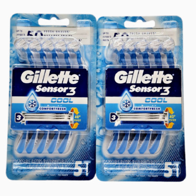 Gillette Sensor3 Cool Men's Disposable Razors 5 Count 2pk-Free Shipping ...