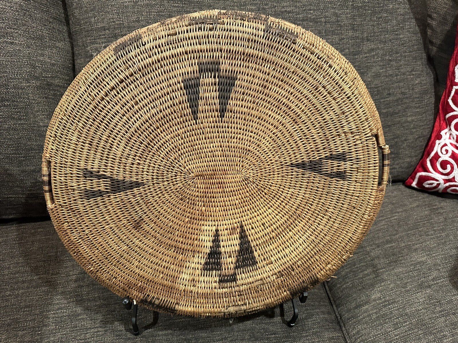 2 RARE C. 1900 AUTHENTIC NATIVE AMERICAN PAIUTE BASKET TRAYS ROUND ...