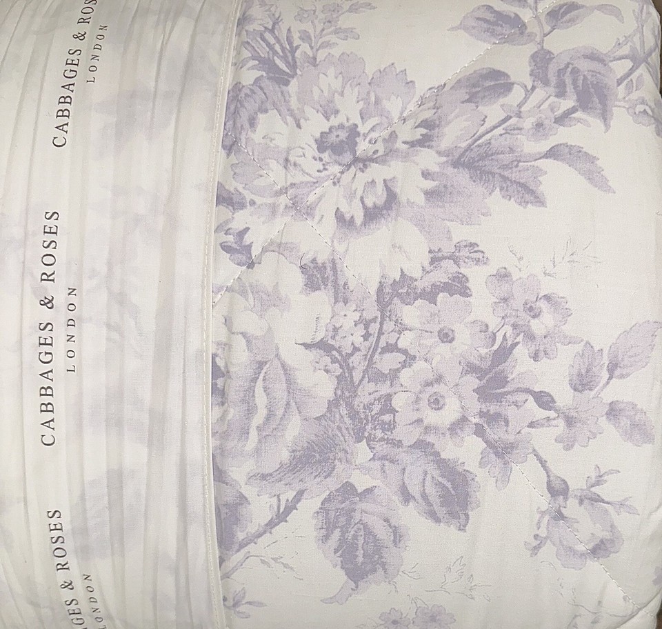 3-Pc Cabbage & Roses Alderney Lilac King Comforter Set Floral Toile Shabby Chic | eBay