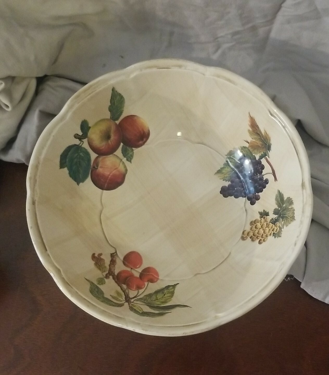 Ceramica Due Torri- Large Ceramic Dough Bowl W/ Painted Fruit, Made In ...