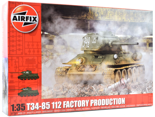 Airfix T34-85 112 Factory Production 1:35 Scale Plastic Model Tank Kit ...