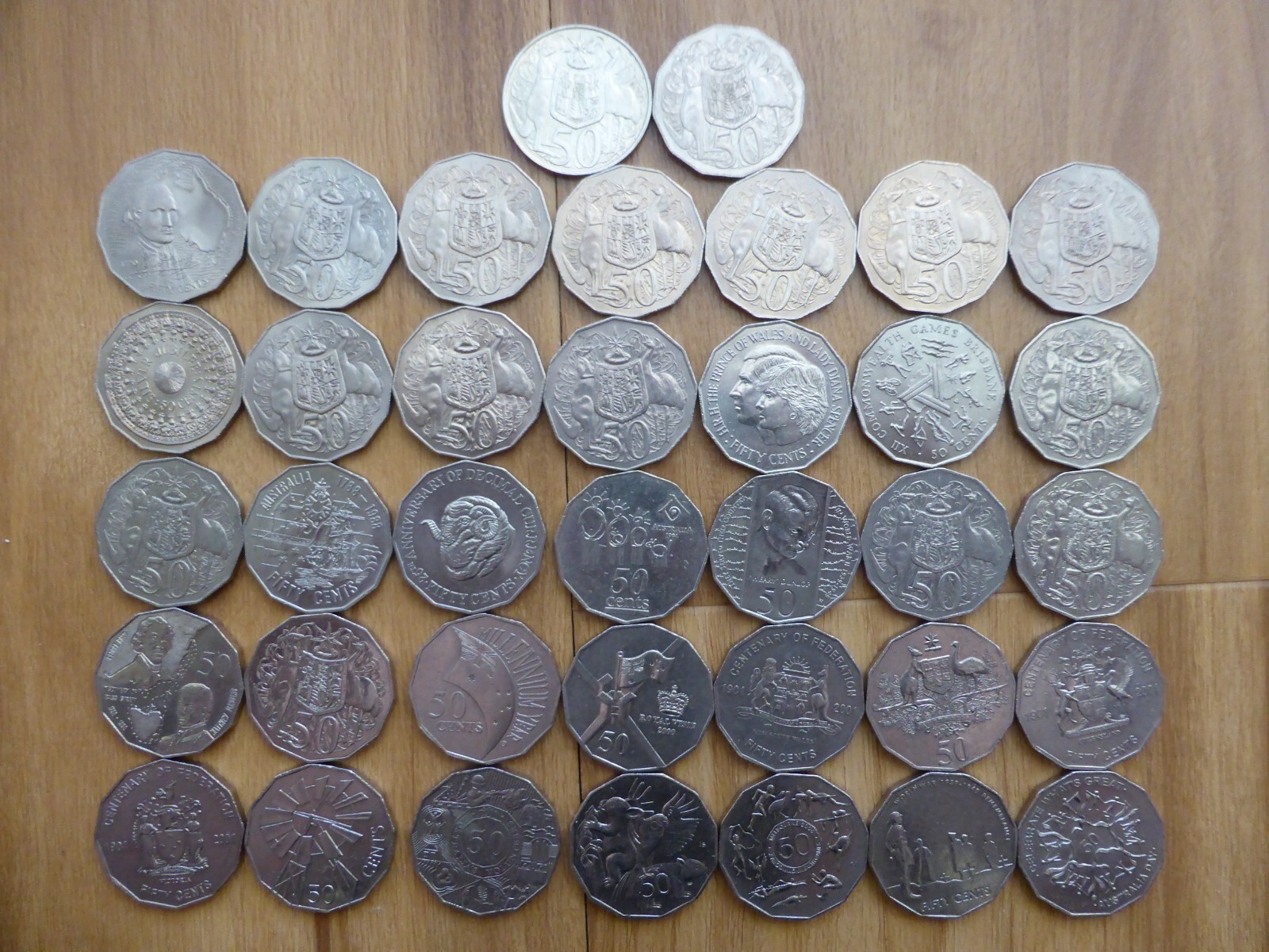 AUS 1966 - 2010 50 CENT COIN COLLECTION 34 COINS EF – AUNC Incl 1972 ...