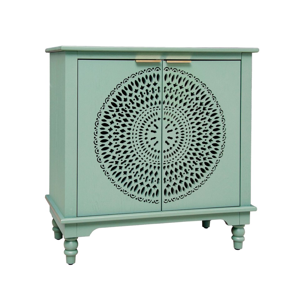 American style Hollow-Carved 2 Door Accent Cabinet Sideboard Buffet ...