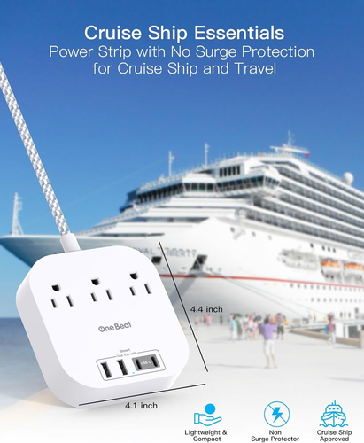 One Beat Power Strip with USB C, 3 Outlets 4 Ports 5 Ft, White | eBay
