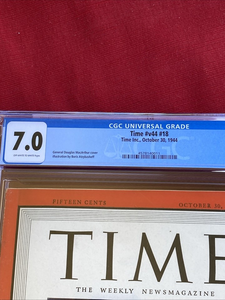 October 30, 1944 Time Magazine Gen. MacArthur Cover CGC 7.0 Highest ...