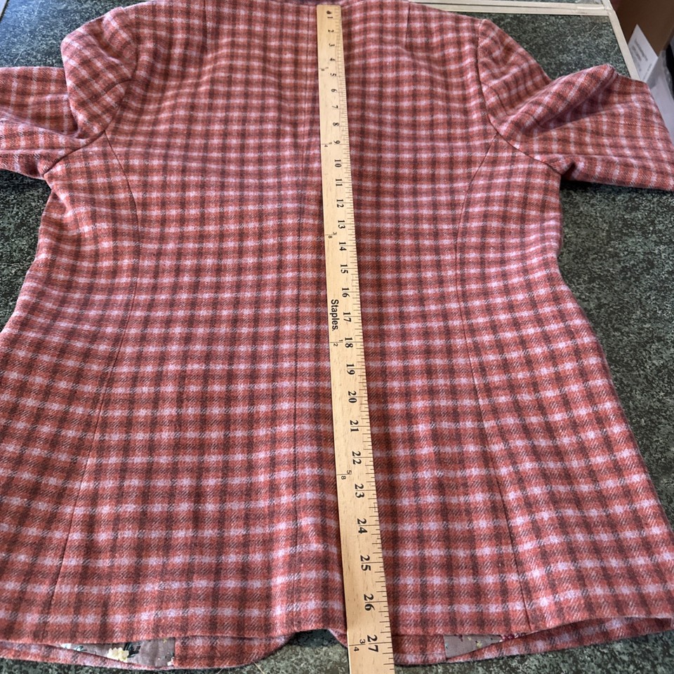 Sundance The Lisa Blazer Pink Plaid Wool Blend Jacket Size Large Floral ...