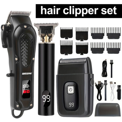 Professional Hair Cut Machine Barber Salon Cutting Trimmer Clipper Kit ...