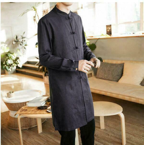 Chinese Traditional Men's Tang Kungfu Tai Chi Long Uniform Cotton and ...